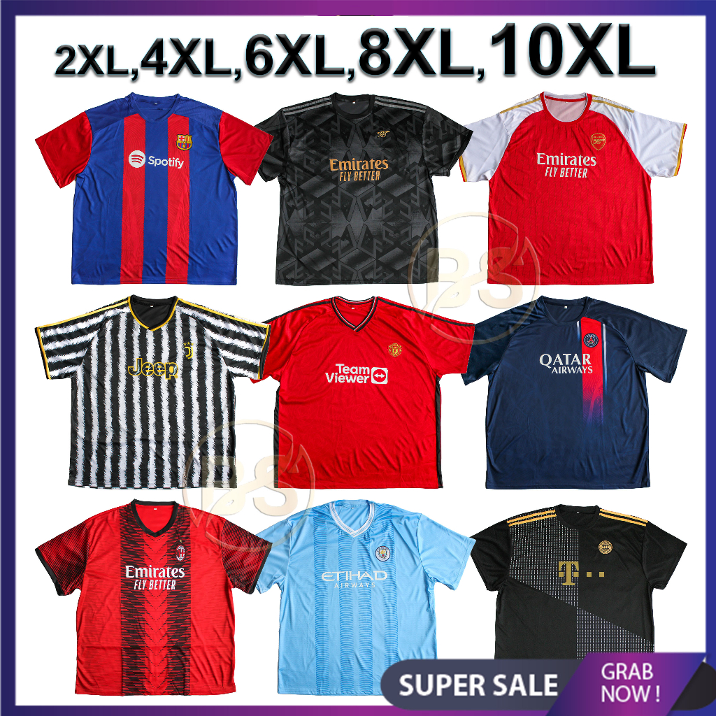 (HARGA MURAH) Men Jersey Plus Size New Season Football Club / Baju Jersey Bola Sepak Size Besar ...