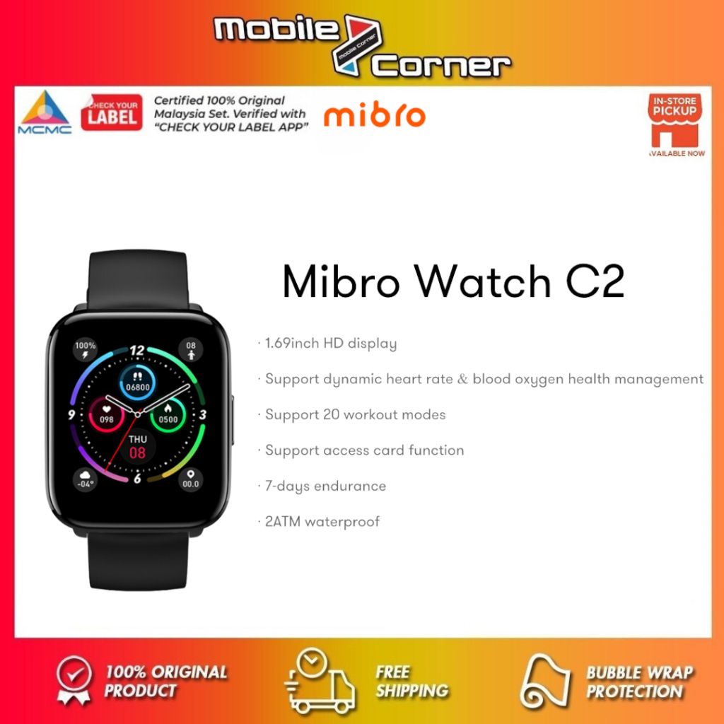 Xiaomi Mibro C2 Smartwatch | 1.69" HD Display Heart Rate Waterproof ...
