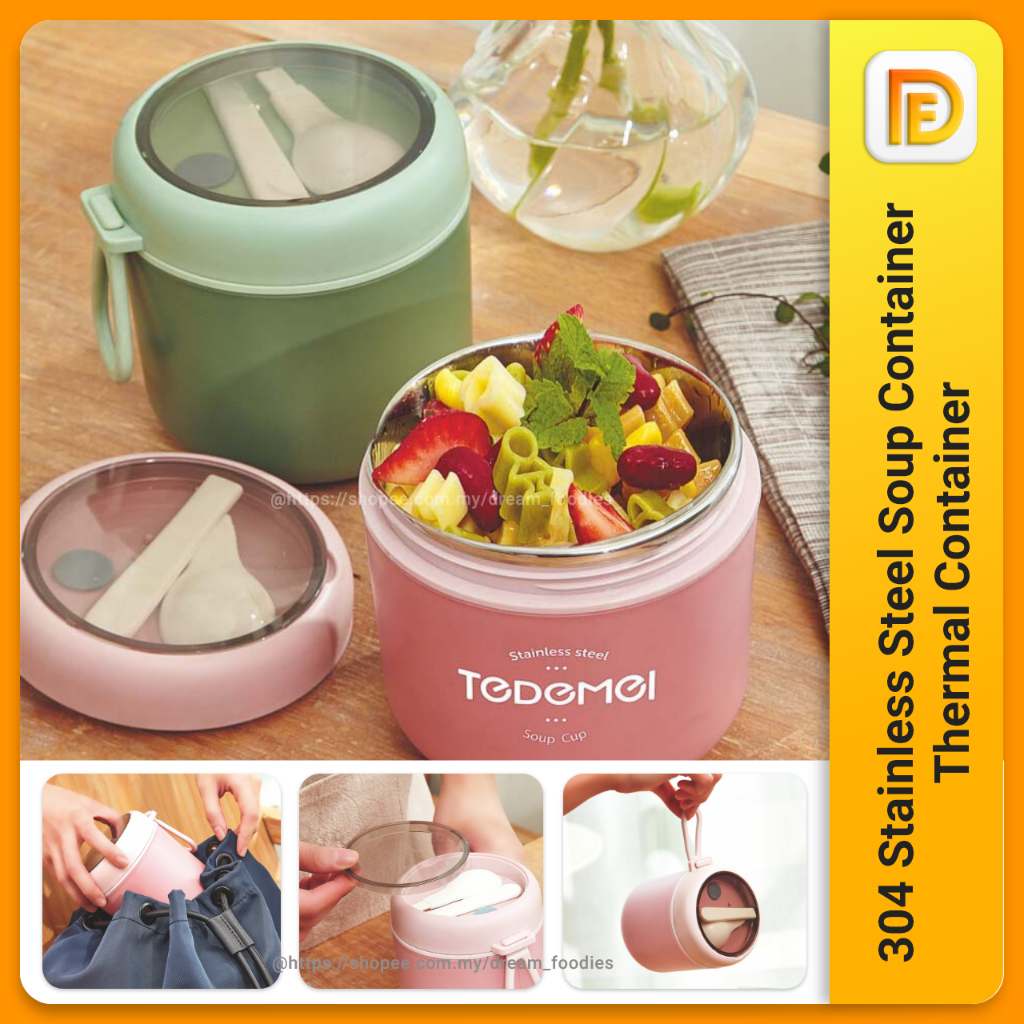 TEDEMEI Soup Container 304 Stainless Steel Thermal Container Soup Cup ...