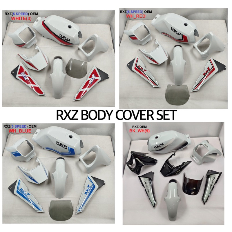 YAMAHA RXZ 5 SPEED BODY COVER SET OEM ( STICKER TANAM ) RED BLUE GREEN ...