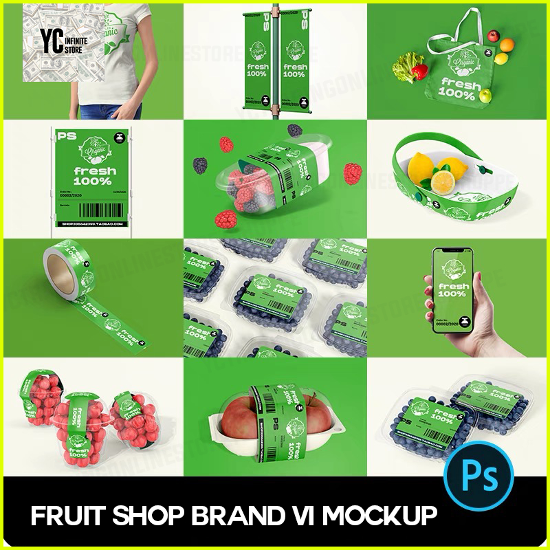 🔥Fruit Shop Brand VI Mockup | [PSD] Branding Mockup High Quality ...