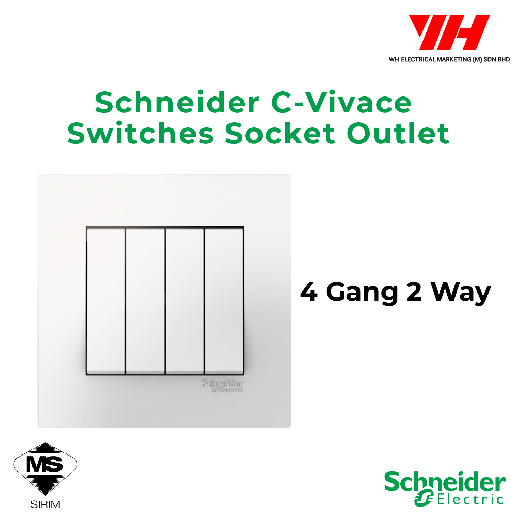 Schneider Electric C-Vivace Series Switch Sockets White 13A USB/4 Gang ...