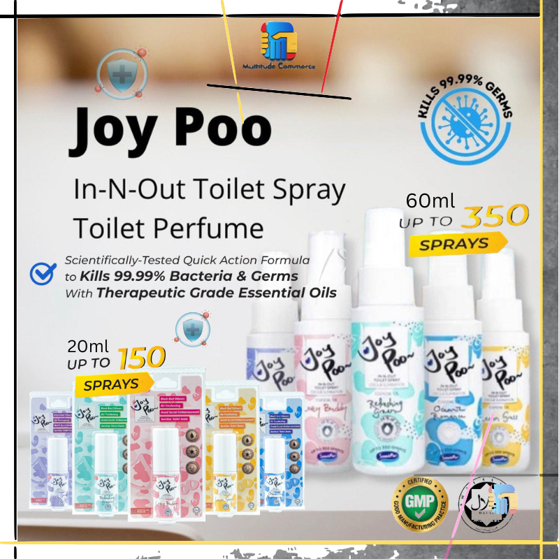 JoyPoo Toilet Freshener Fragrance Spray (20ml / 60ml) Joy Poo Kills 99. ...