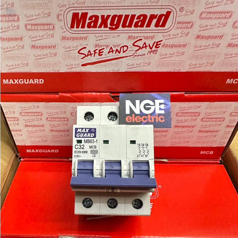 MAXGUARD Mcb 3Pole 6kA 32A 40A 63A | Shopee Malaysia