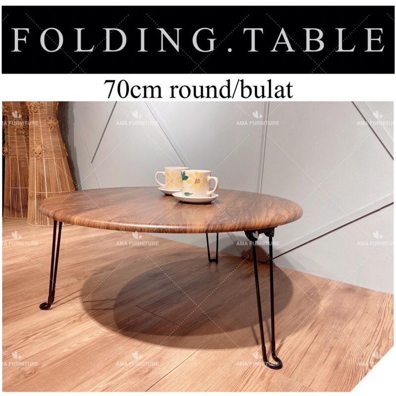 AMA FURNITURE#70cm Round Foldable table#meja lipat#folding table#multi ...