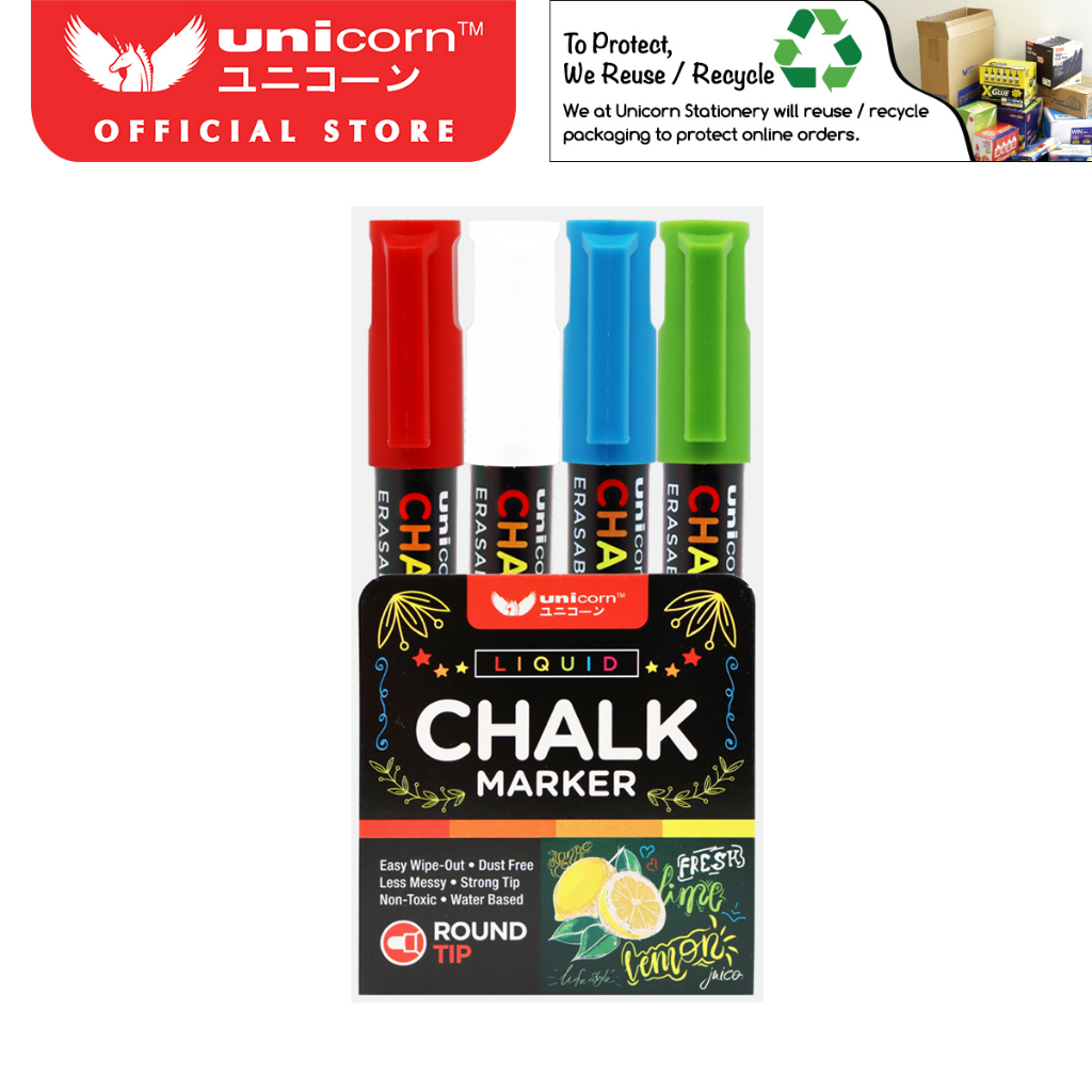 Unicorn Stationery Liquid Chalk Marker UM-200CK-A / UM-200CK-B | Shopee ...