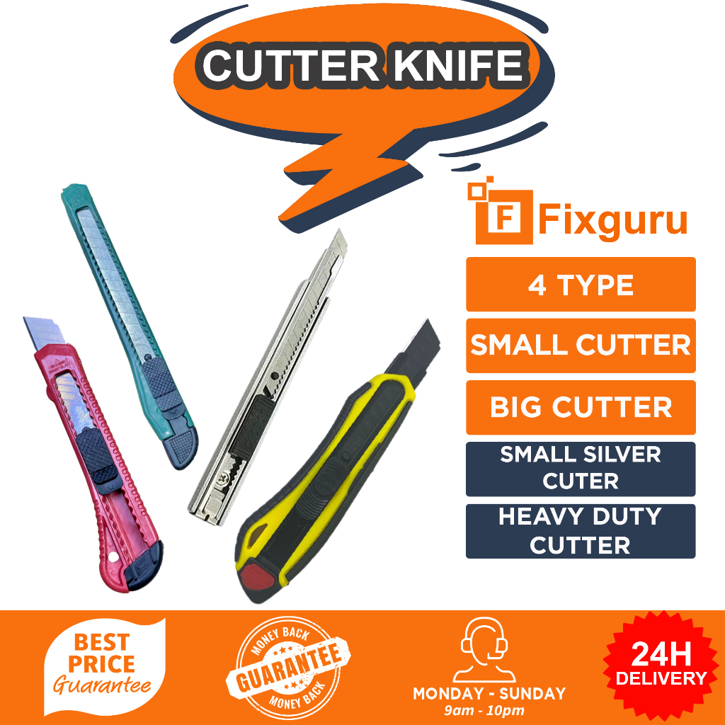 Fixguru Cutter Knife/Big Cutter/Small Cutter/Heavy Duty Cutter/Silver ...