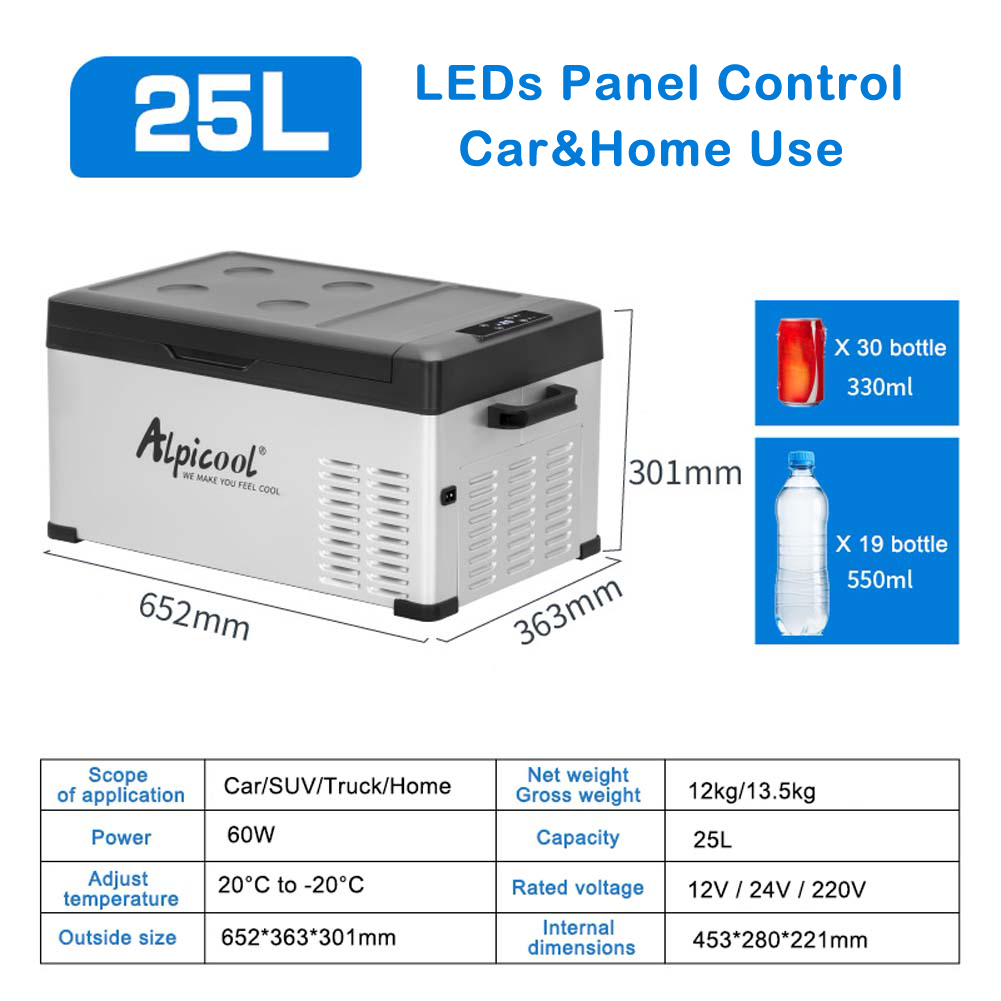 🧊🧊🧊Alpicool 9L-50L Portable Car 12v 24v 220V Refrigerator Freezer ...
