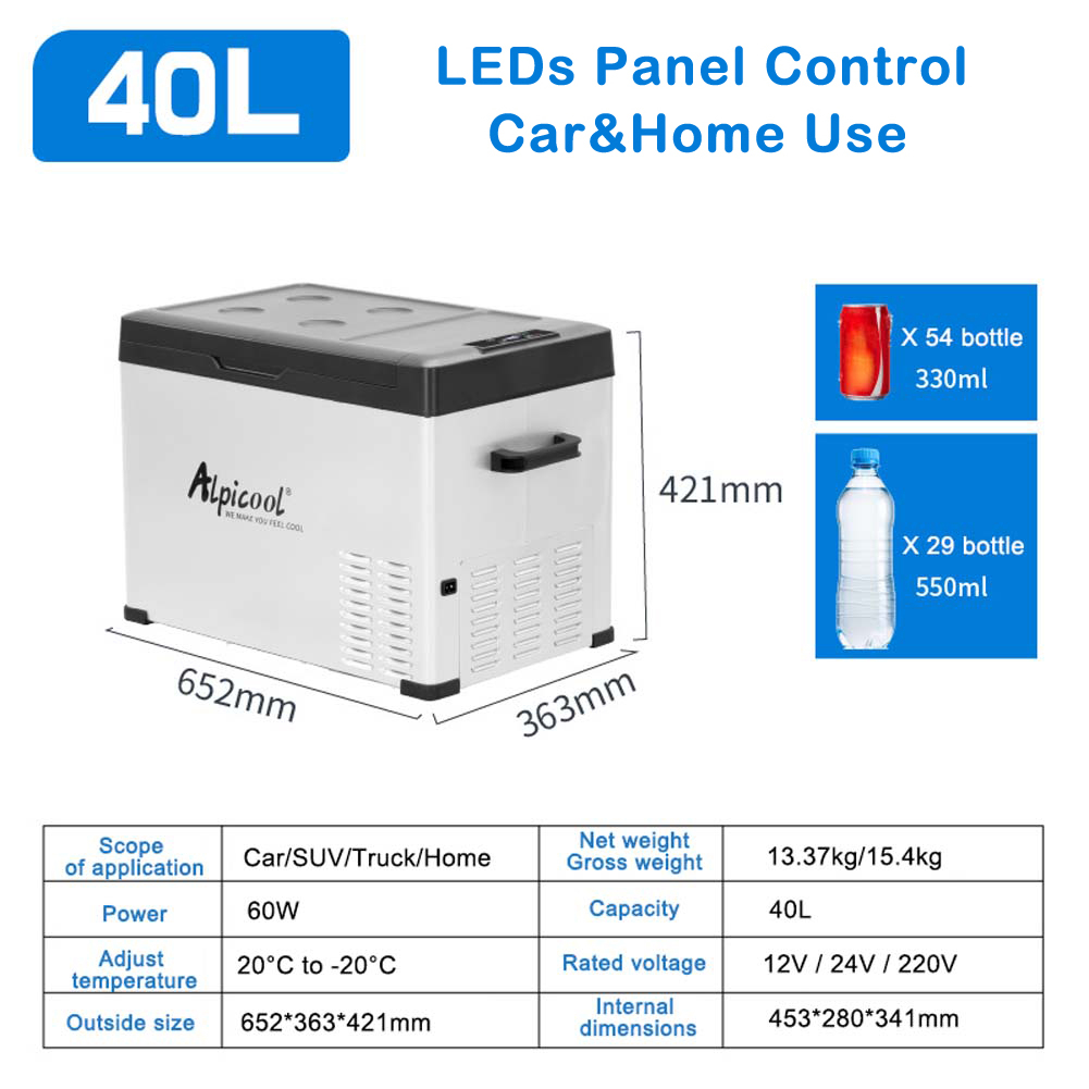 🧊🧊🧊Alpicool 9L-50L Portable Car 12v 24v 220V Refrigerator Freezer ...