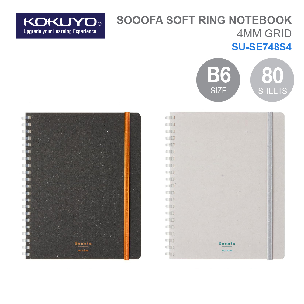 KOKUYO SOOOFA Soft Ring Hardcover Notebook B6 | 4mm Grid | 80 Sheets SU-SE748S4 | Shopee Malaysia