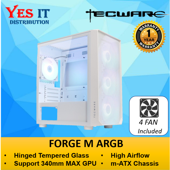 Tecware Forge M ARGB TG MATX Gaming Casing Chassis ( Black / White ...