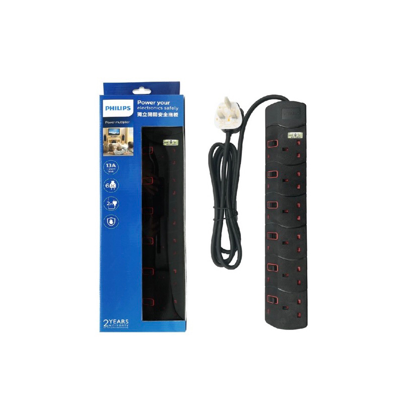 Philips SIRIM Approved 4/5/6 Extension Socket Plug Power Strips 2M ...