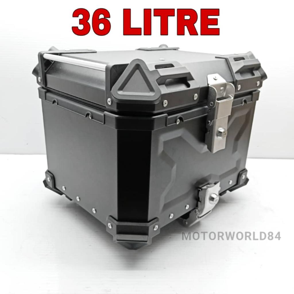 36 LITRE ALUMINIUM BOX WITH BRACKET SILVER / BLACK BOX ALLOY MOTOR ...