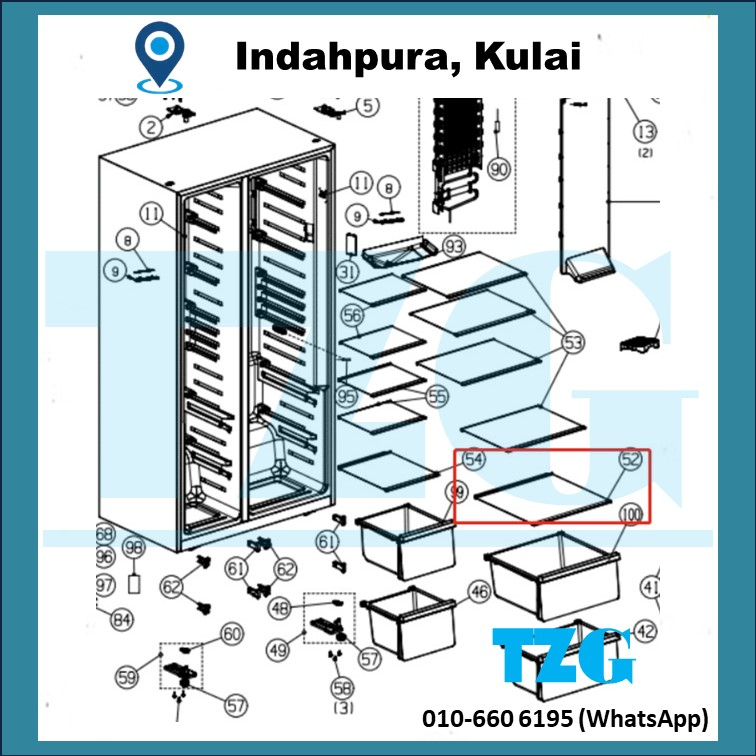 ORIGINAL HISENSE REFRIGERATOR TRAY SHELF (ITEM 52) K2037980 RS666N4ABN ...