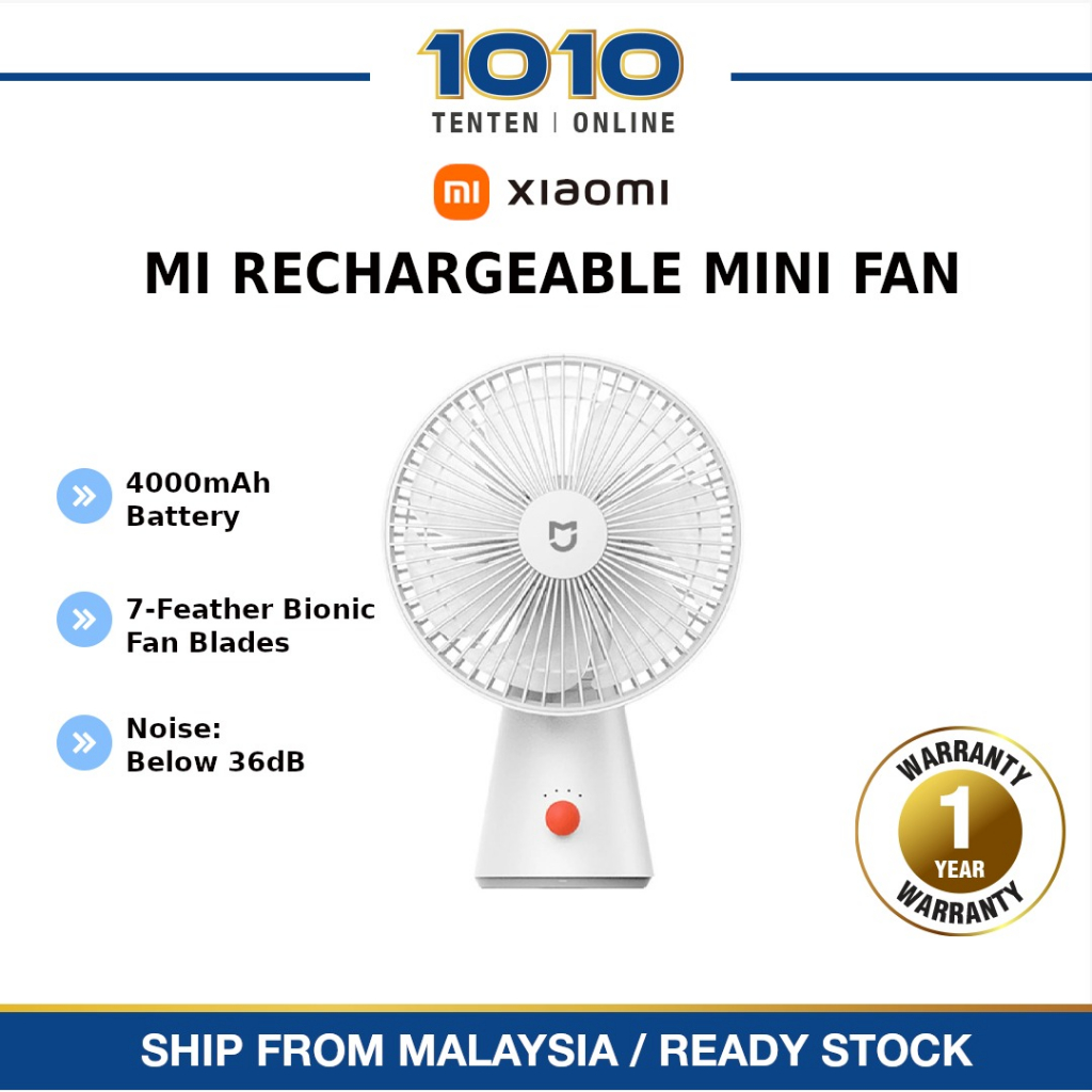 Xiaomi Desktop Rechargeable Mini Fan 7 Blades 4000mAh 𝟏𝟖.𝟓 𝐇𝐨𝐮𝐫𝐬 𝐋𝐨𝐧𝐠 ...