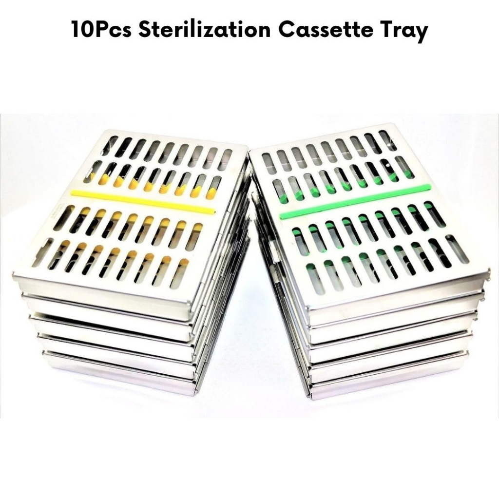 10Pcs/Set Autoclavable Stainless Steel Dental Instruments Sterilization Cassette Tray Rack Box ...