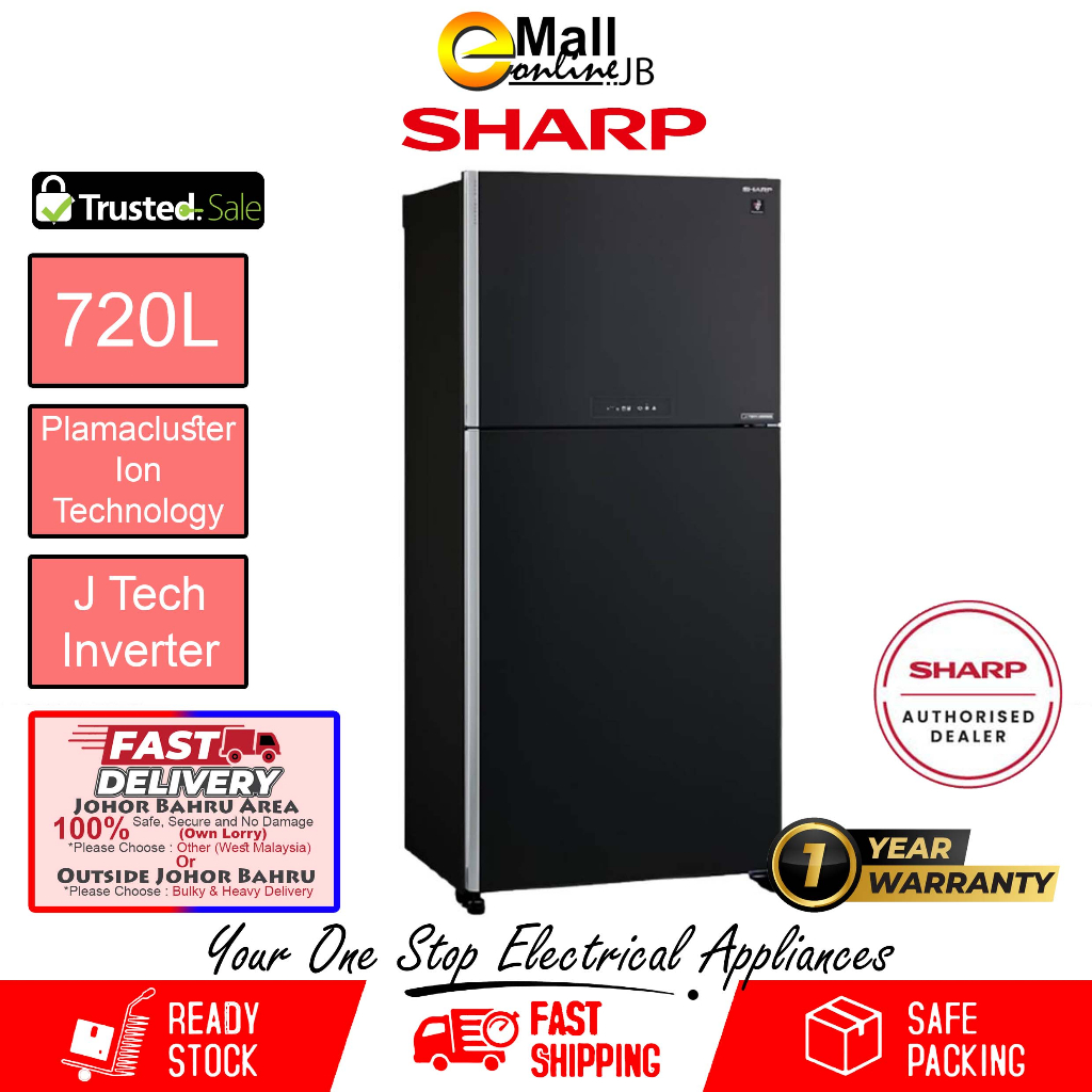 Sharp (720 L) 2 Door Inverter Plasmacluster Refrigerator SJP801MFMK ...