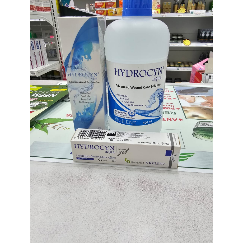 HYDROCYN AQUA Woundcare Solution 500ML & 100ML/HYDROCYN GEL 15G ...