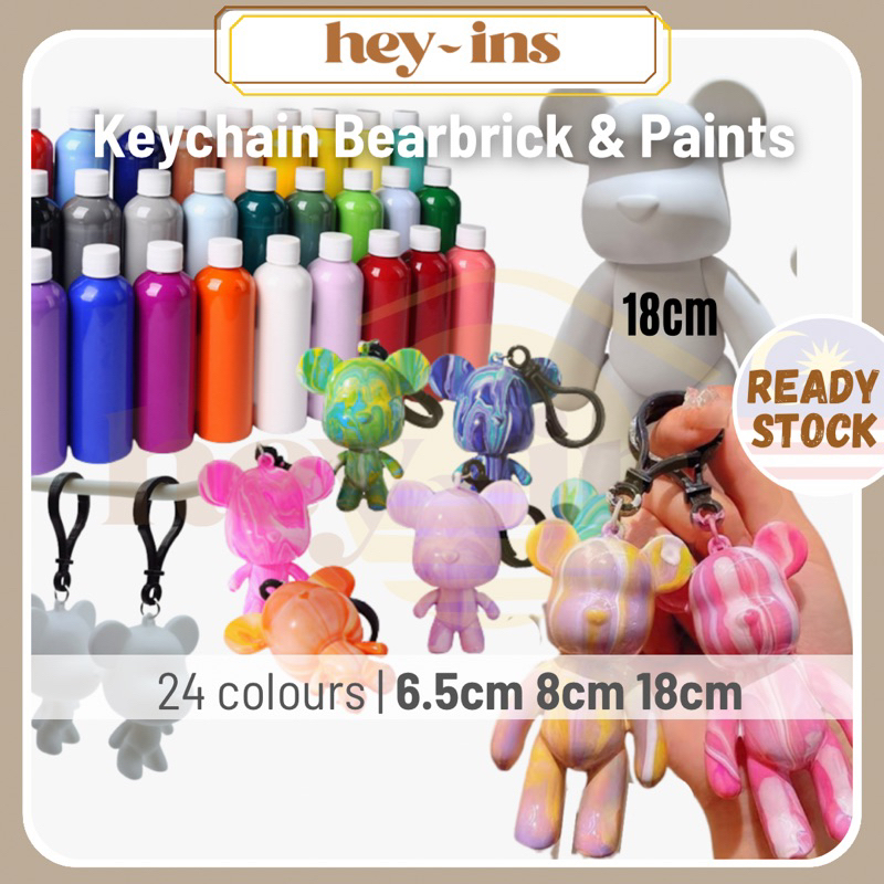 DIY Fluid Bearbrick Keychain Handmade Bearbrick Key Chain Model Paint ...