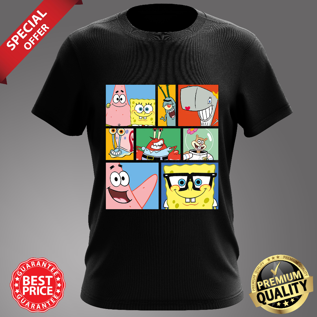 🔥 BAJU KARTUN 🔥 SPONGEBOB SQUARE PANTS ROUND NECK COTTON T-SHIRT ...