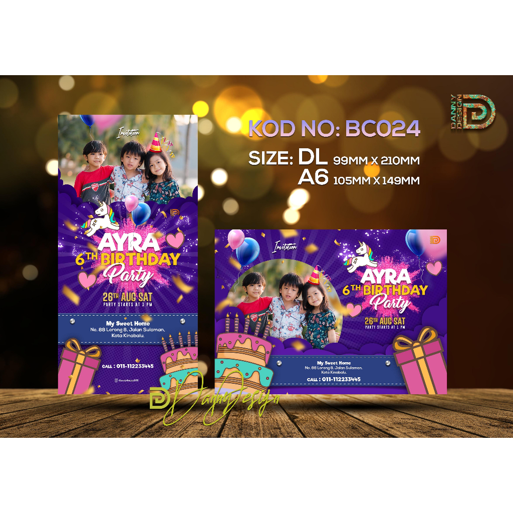 Kad Hari Jadi / Kad Jemputan / Birthday Invitation Kod No. BC024 ...