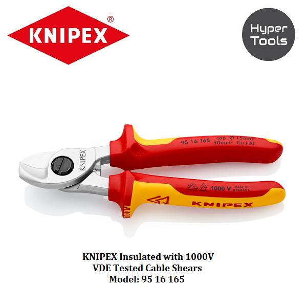 KNIPEX Insulated with 1000V VDE Tested Cable Shears - Model: 95 16 165 ...