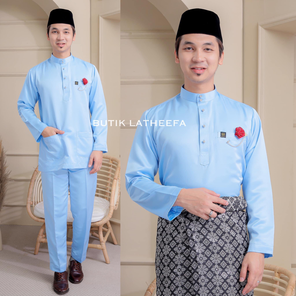 BAJU MELAYU BIRU LEMBUT SOFT BLUE BABY BLUE EXCLUSIVE | Shopee Malaysia
