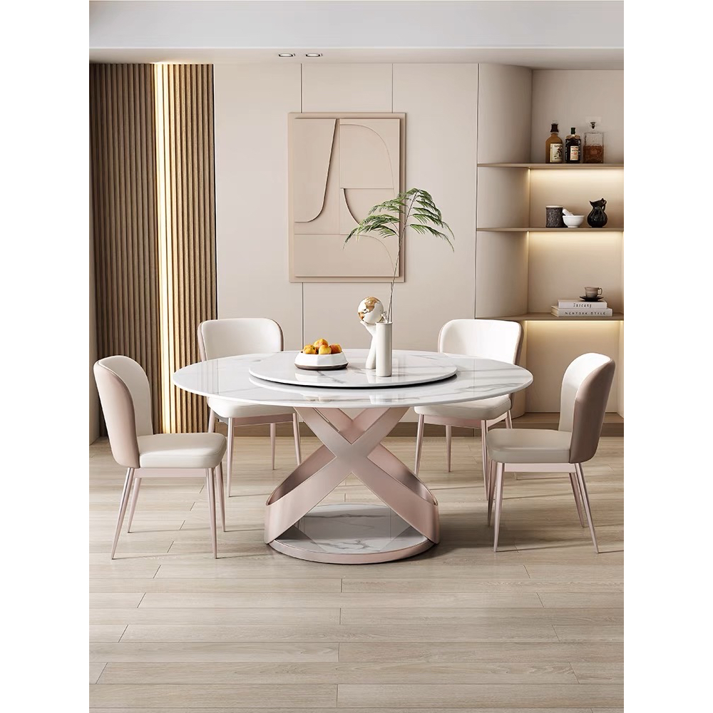 Aletha Round Dining Table Meja Makan Bulat Marble Dining Set Makan ...
