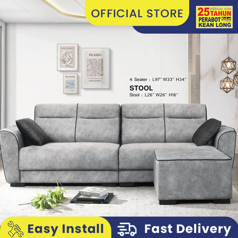 KLSB SOFA L SHAPE / SOFA PANJANG / SOFA MEWAH / SOFA FABRIK / SOFA KAIN ...