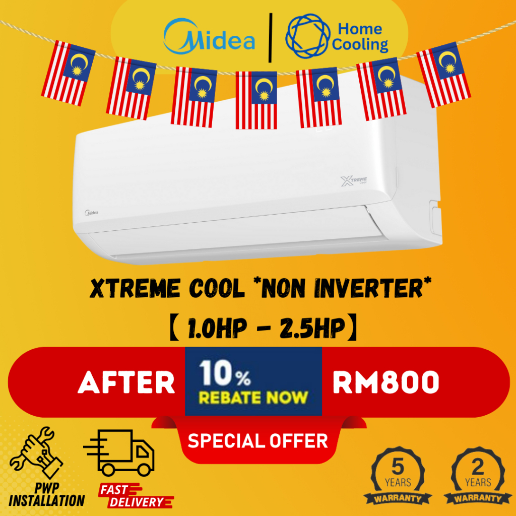 MIDEA NON INVERTER WALL 1HP 1.5HP 2HP 2.5HP AIRCOND R32 XTREME COOL (KLANG VALLEY) | Shopee Malaysia