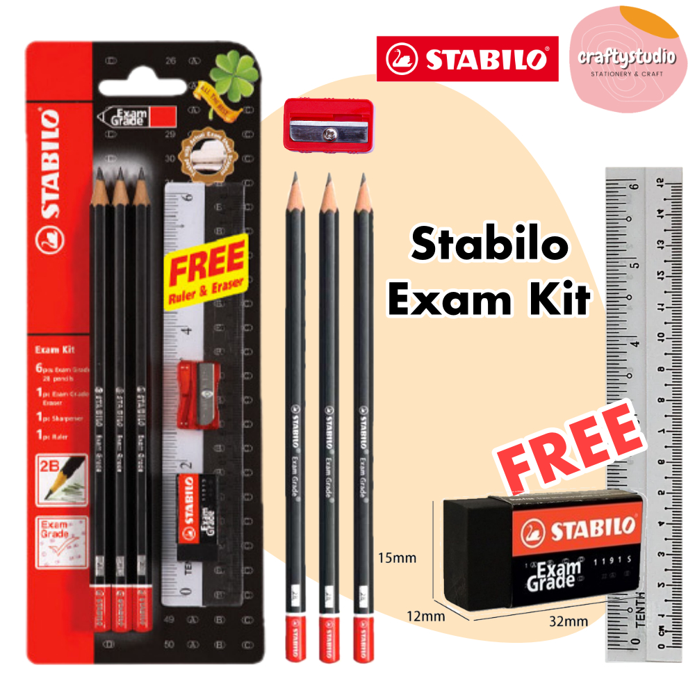 (FREE GIFT 2pc) Stabilo Exam Grade 2B Pencil Blister Pack, Stabilo Exam ...