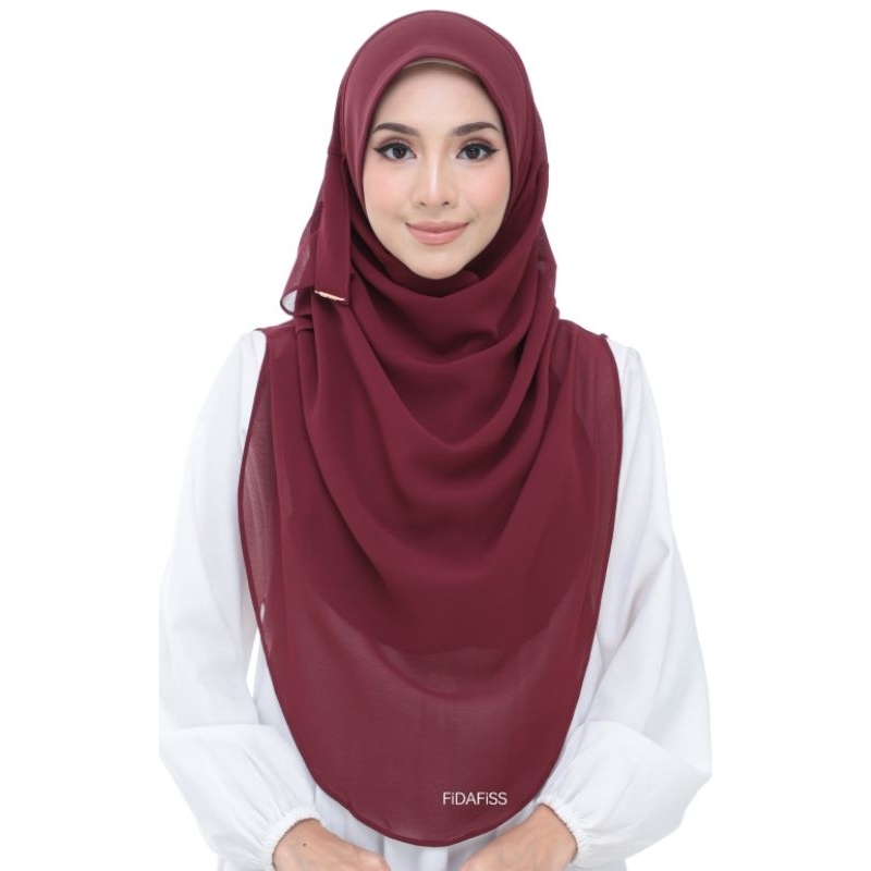 FiDAFiSS Tudung Sarung Calista double layer chiffon curved cutting ...