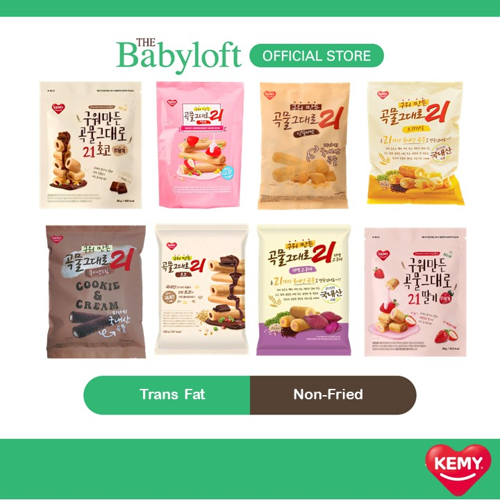 KEMY Baked Grain Kids Snack Crispy Roll 21 From Korea (Strawberry ...