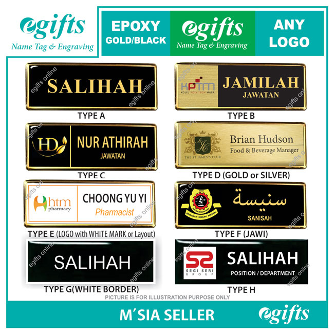 [Min 2 PCS] Name Tag Epoxy GOLD MAGNET & PIN with ANY LOGO | Shopee ...