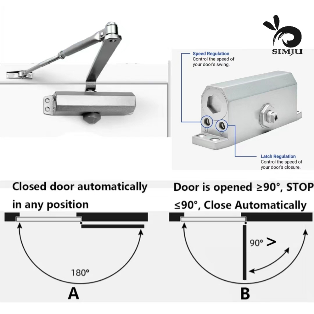 Heavy Duty Automatic Door Closer Adjustable Hydraulic Door Closer ...