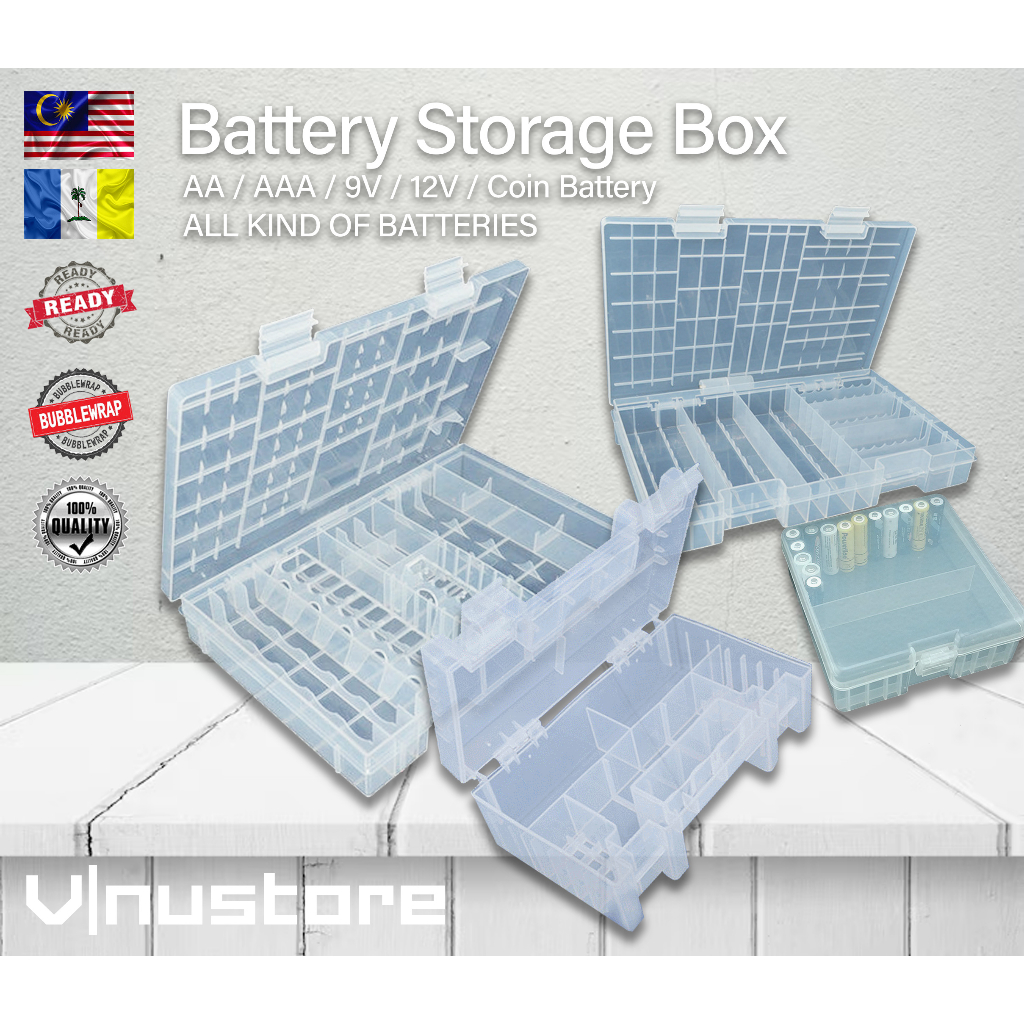 Battery Storage Box | AA AAA 9V Size C Size D Batteries Compartment ...