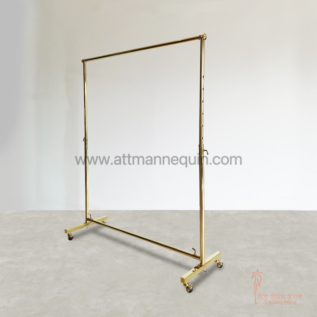 Gold Heavy Duty Extendable Single Round Bar Clothes Rack/Garment Rack ...