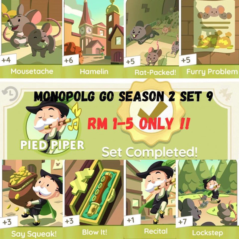 MONOPOLY GO SEASON 2 SET 9 PIED PIPER TERMURAH!! | Shopee Malaysia
