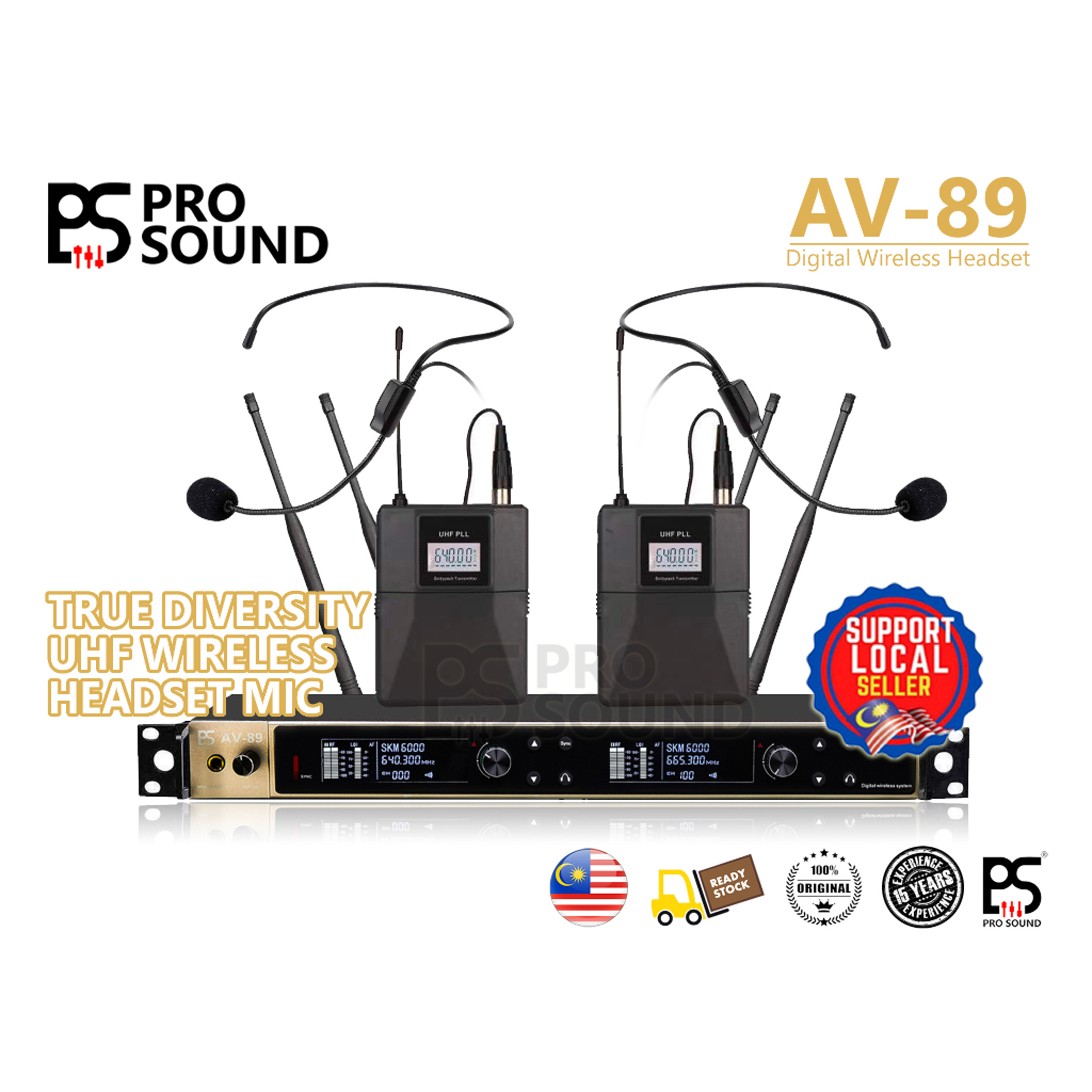 PS PRO SOUND MALAYSIA AV-89 Digital True Diversity UHF 2ch Wireless ...