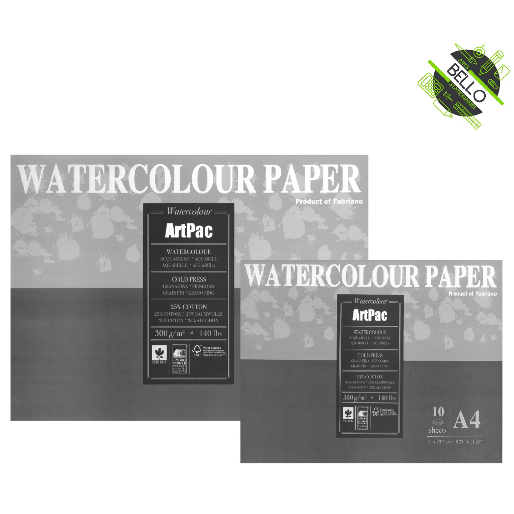 Artpac Watercolor paper 25% Cotton Cold Press 300g A4 (10s) / A3 (8s ...