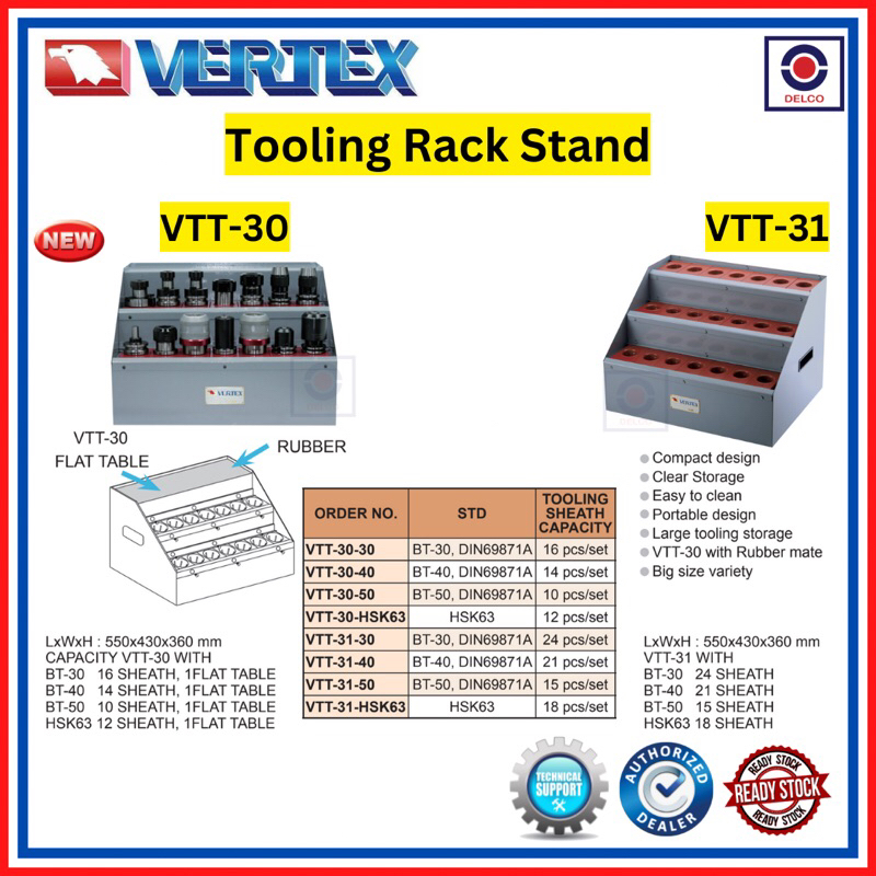 VERTEX TAIWAN VTT-30 VTT-31 Tooling Rack Stand Sheath bt30 bt40 bt50 ...