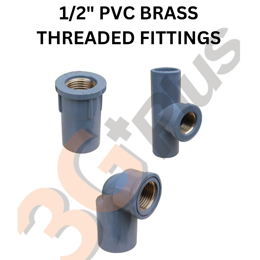 1/2" 15MM Brass Threaded PVC Fittings P/T SOCKET | P/T ELBOW | P/T TEE ...