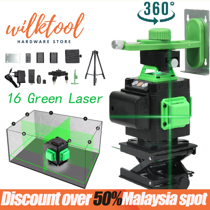 WilkTOOL' 16 Lines Laser Level Auto Self-Leveling 360 Horizontal and ...