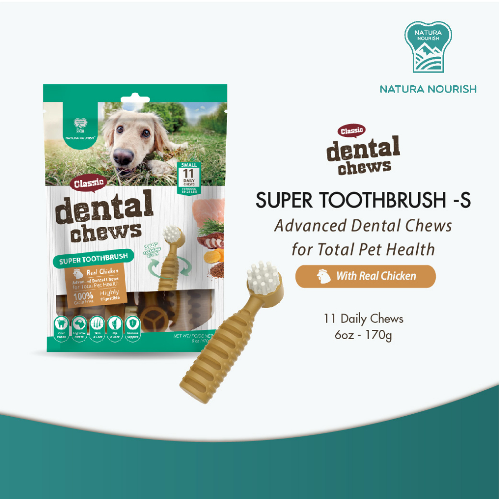 Natura Nourish Dental Chew Super Toothbrush with Real Chicken / Mint ...