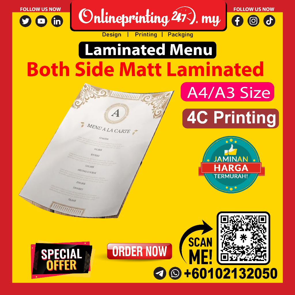 Customise laminated menu for printing | laminated menu | Multiple ...