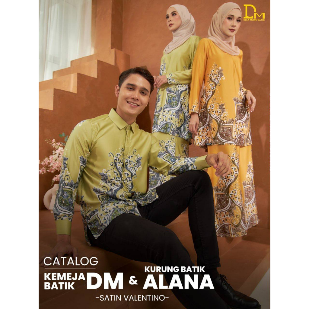 L 14 -COUPLE SET BATIK ALANA DAN KEMEJA DM SATIN VALENTINO | Shopee Malaysia