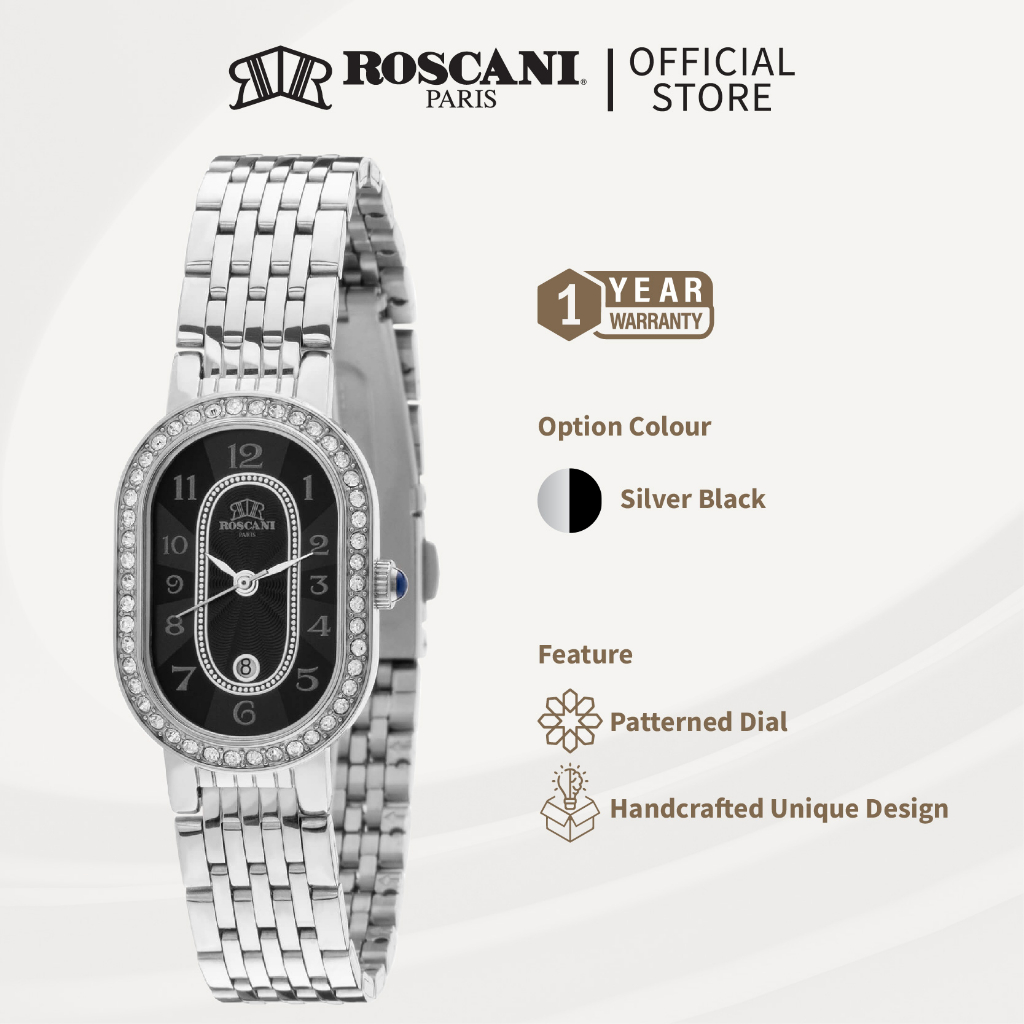 Roscani Vera E27 Rose Gold Bracelet Women Watch - Curved Crystal ...