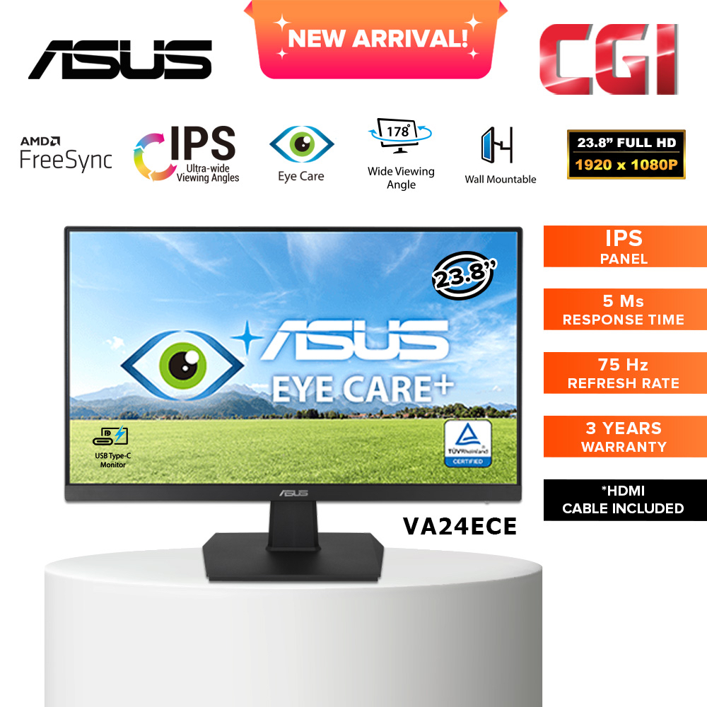 ASUS 24" VA24ECE Eye Care ,Full HD, IPS, Frameless, USB-C, 75Hz ...