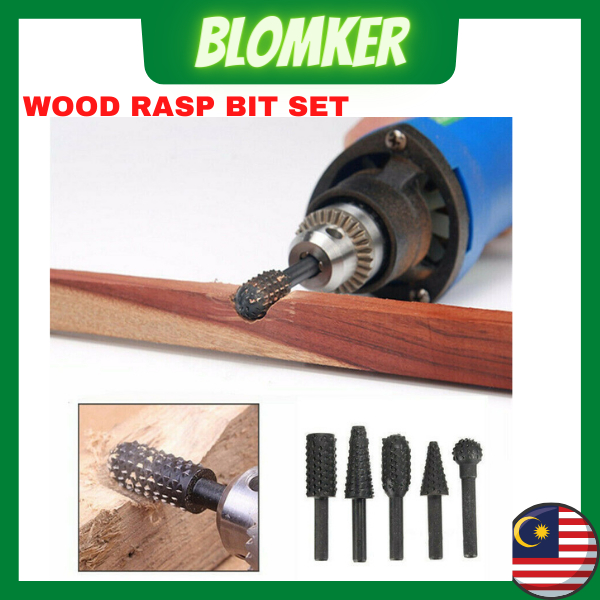 5 pcs 1/4 Inch 6mm Shank Rotary Burr Set Wood Rasp File Drill Bits ...