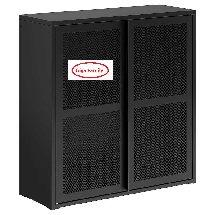 I K E A IVAR Cabinet / Shelf / Shelves with doors 80x83 cm (Black Mesh ...